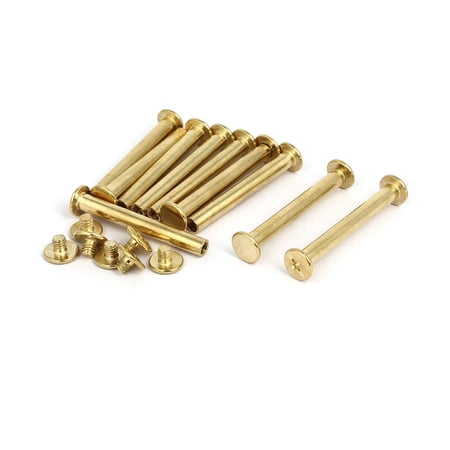 M5x40mm Brass Plated Phillips Cap Binding Chicago Screws Posts Nuts ...