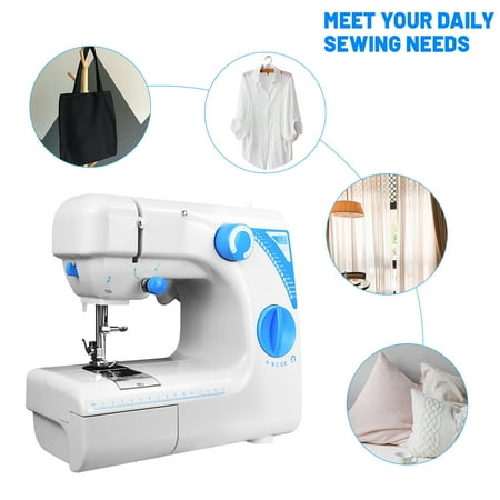 Multifunction Electric Sewing Machine with 19 Stitches Foot Pedal LED ...