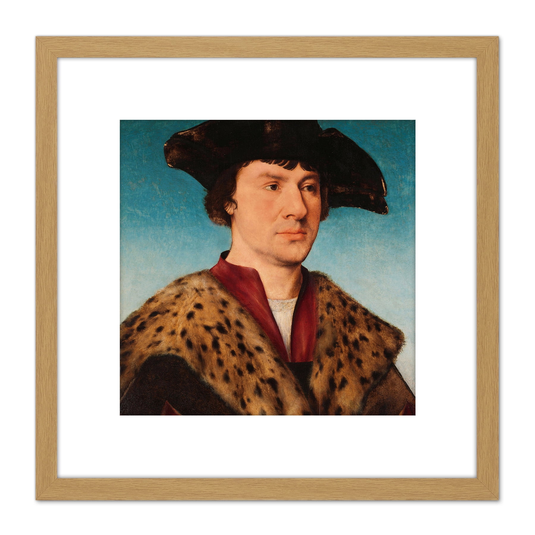 Joos Van Cleve Portrait Of A Man Painting 8X8 Inch Square Wooden Framed ...