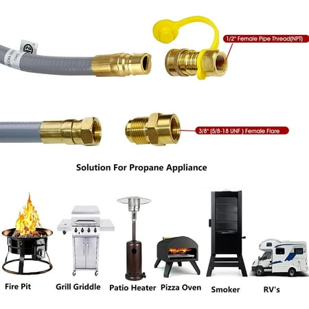 10 Feet 1/2" ID Natural Gas Quick Connect Hose and Regulator ...