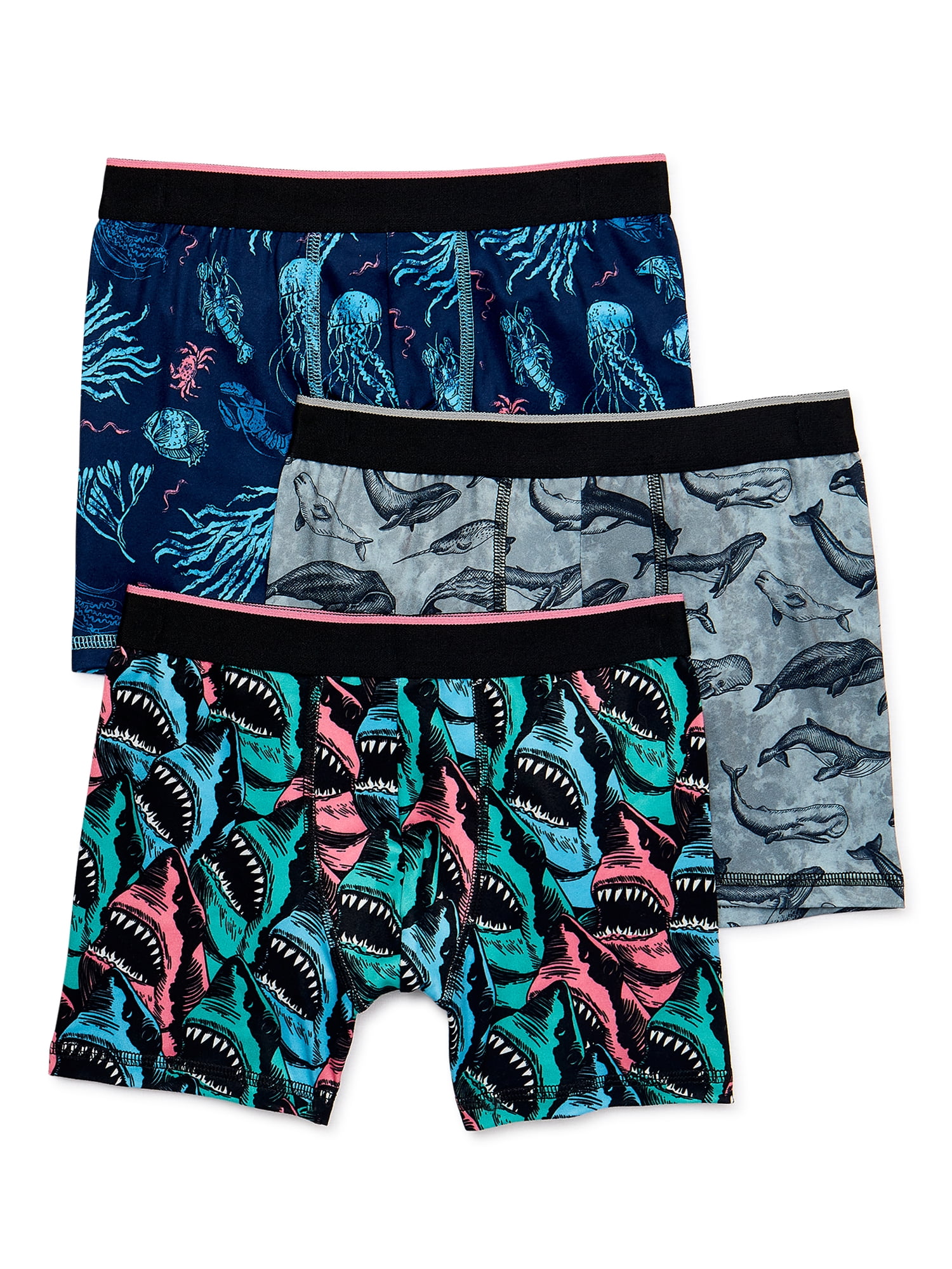 Wonder Nation Boys Boxer Sharks Underwear, 3-Pack, Sizes S-XL - Walmart.com
