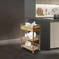 Entertainment Kitchen Cart, 3-Tier Serving Cart with Drawer Fence ...