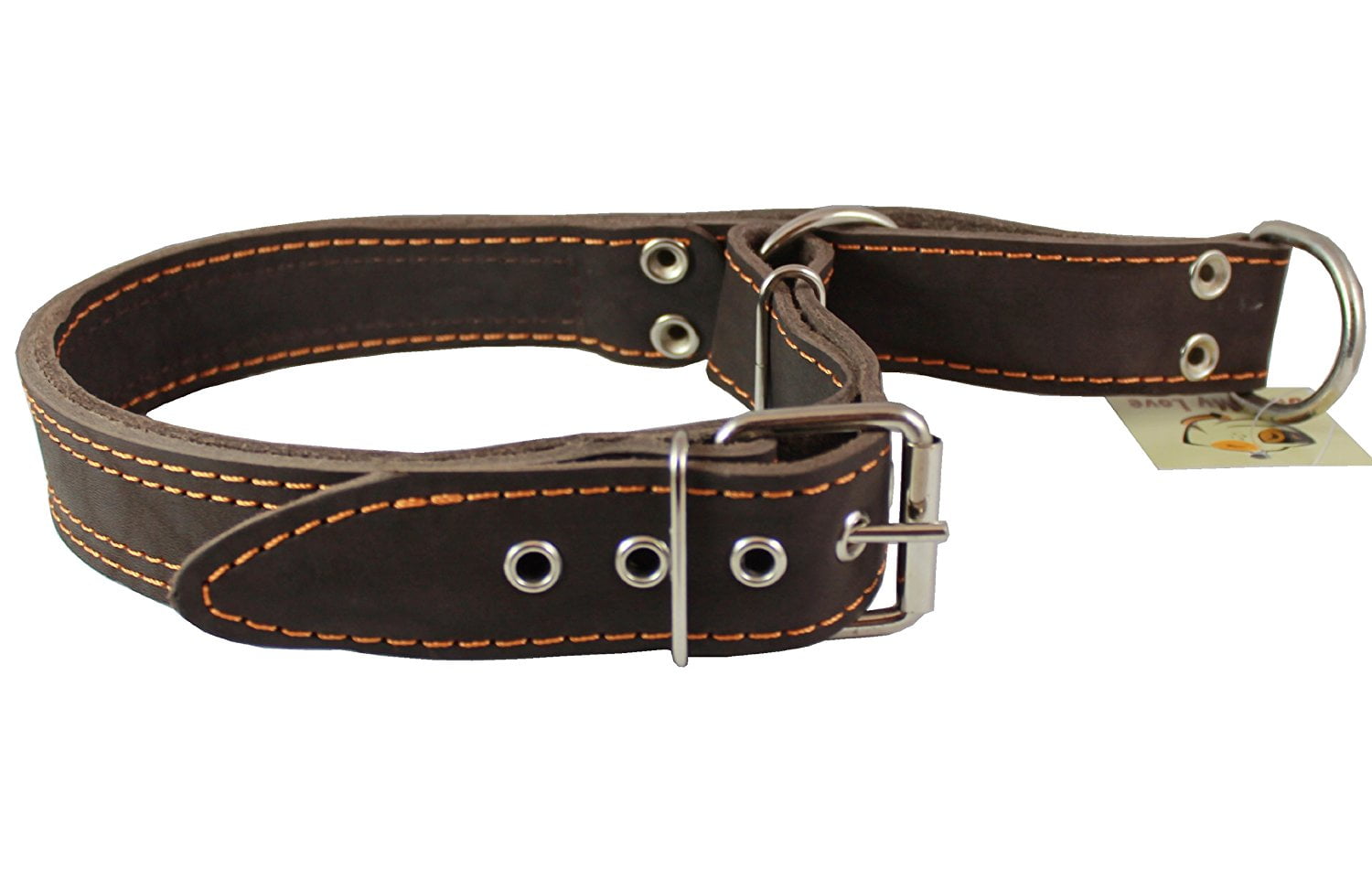 Martingale Genuine Brown Double Ply Leather Dog Collar Choker Large ...