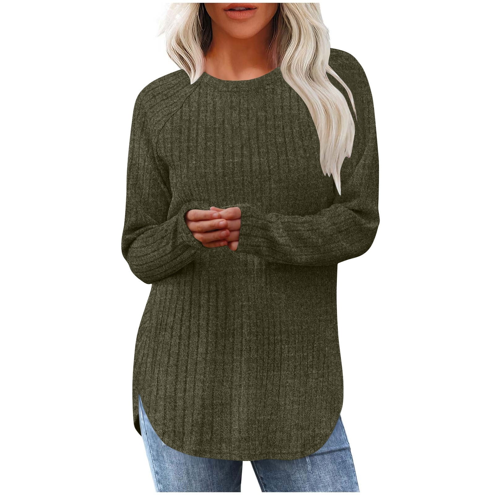Click here for Erwazi Womens Sweaters Long Sleeve Crew Neck Side... prices