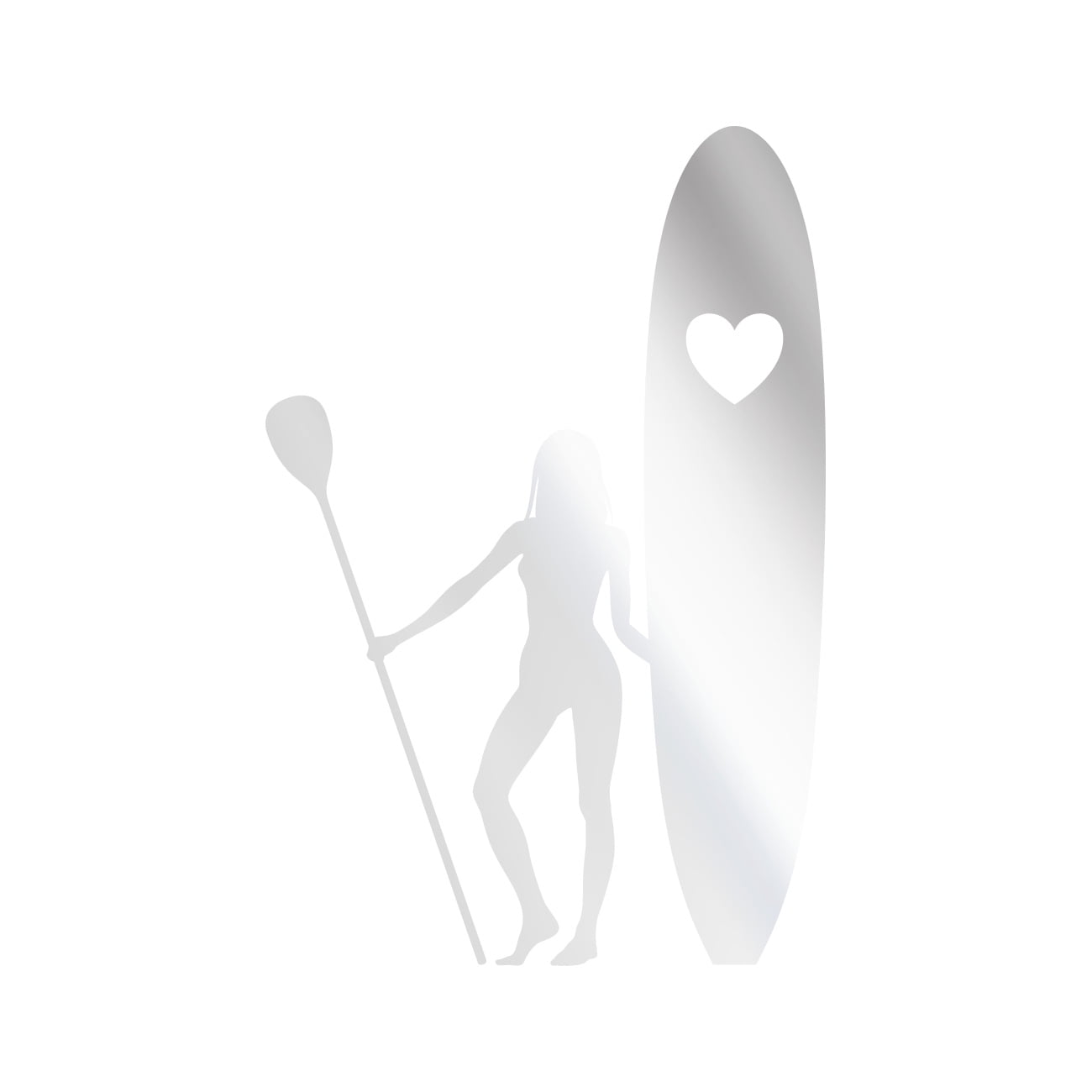 Girl Paddle Boarding Heart Sticker Decal Die Cut - Self Adhesive Vinyl ...