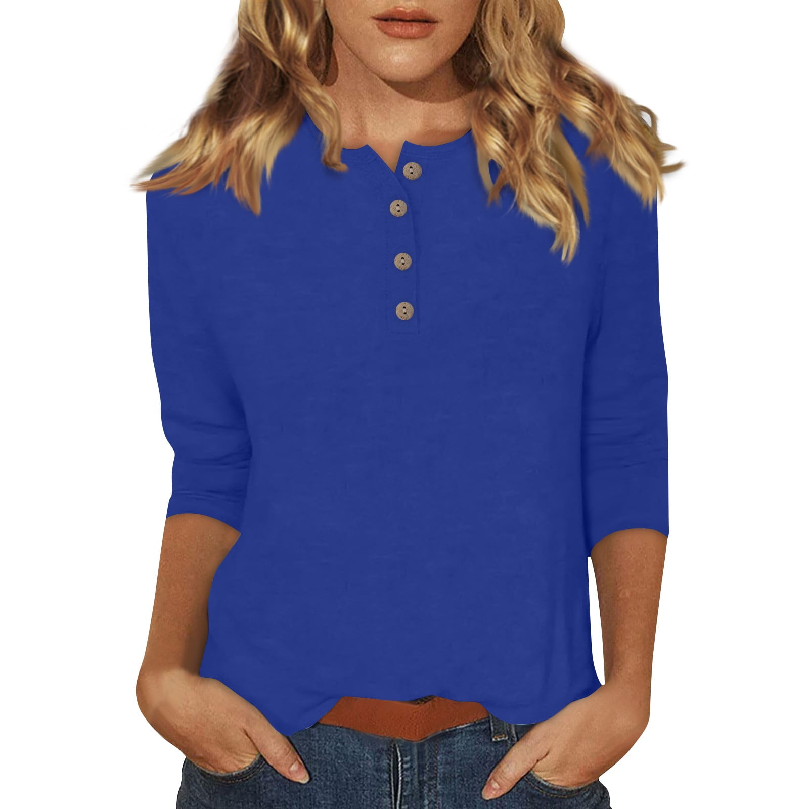 Click here for Dengdeng 3/4 Length Sleeve Shirts For Women Casual... prices