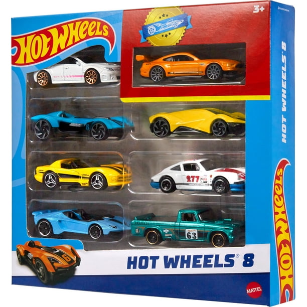 Hot Wheels Set of 8 Basic Toy Cars & Trucks in 1:64 Scale including 1 ...