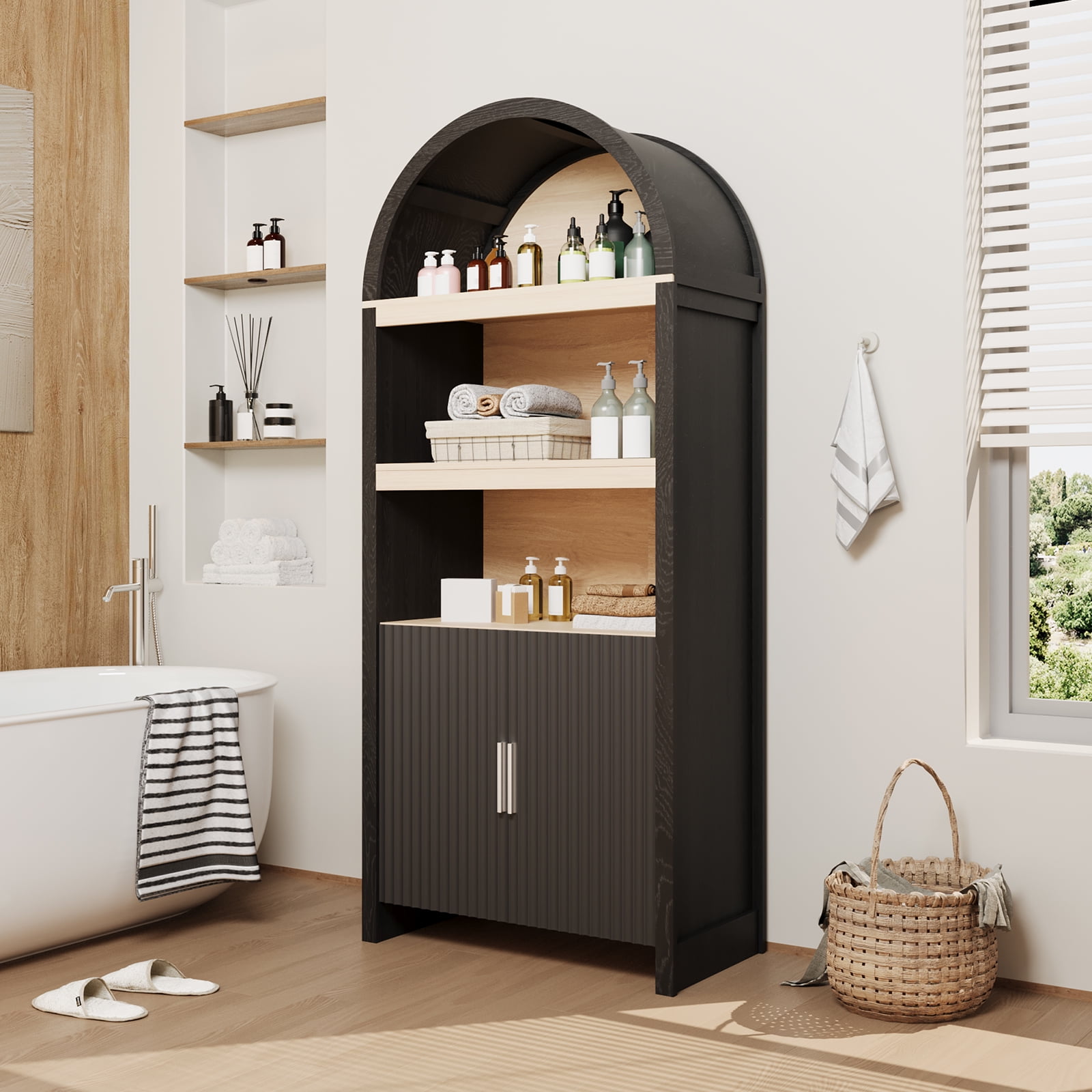 Click here for Akdsteel 71 Tall Arched Bookshelf Cabinet With Sto... prices