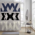 Abstract Art Shower Curtain for Bathroom, Blue Black Beige Line Simple ...