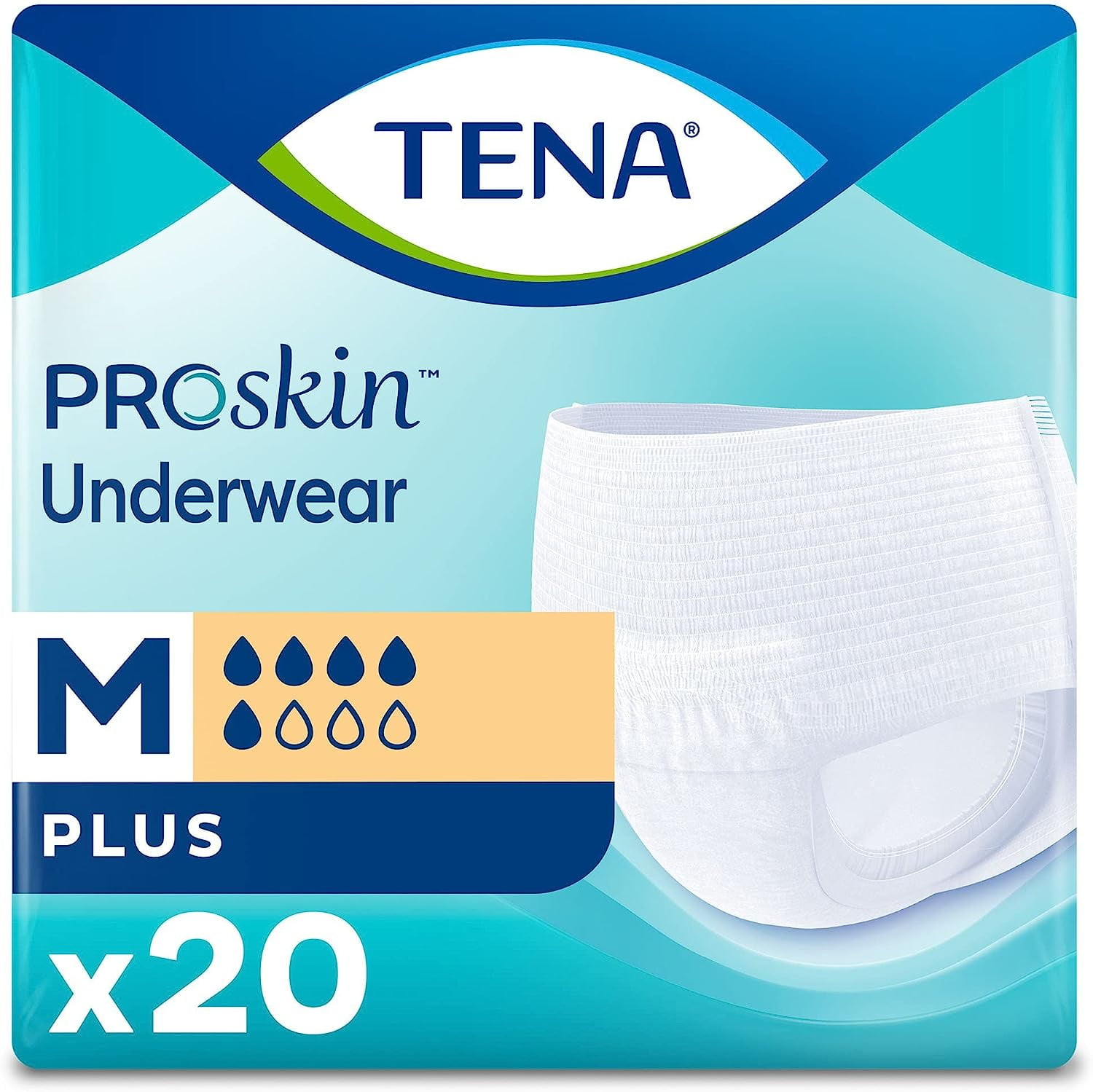Tena Proskin Plus Disposable Underwear Pull On With Tear Away Seams Medium 72632 20 Ct