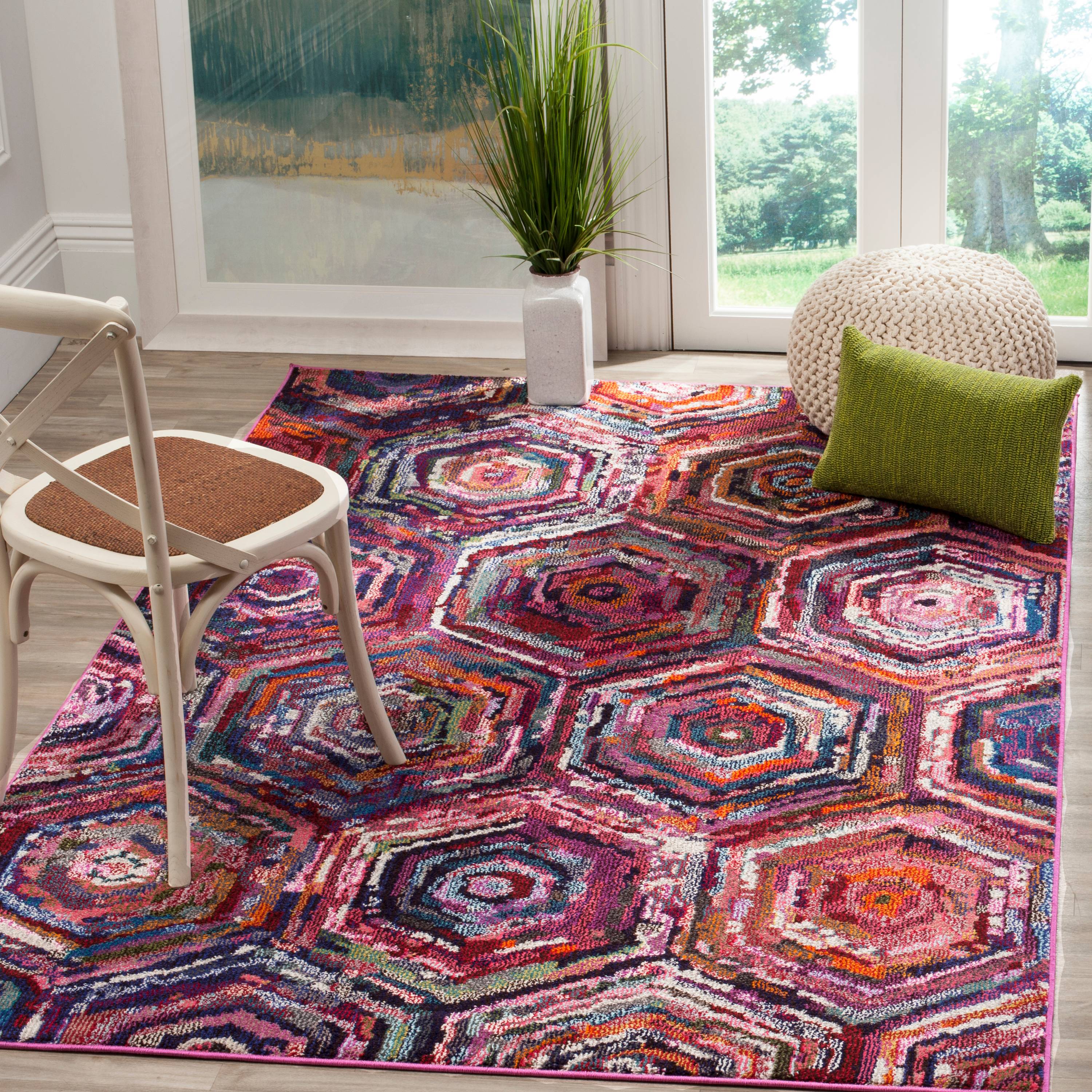 SAFAVIEH Monaco Kelsey Geometric Area Rug, Pink/Multi, 8' x 11 ...