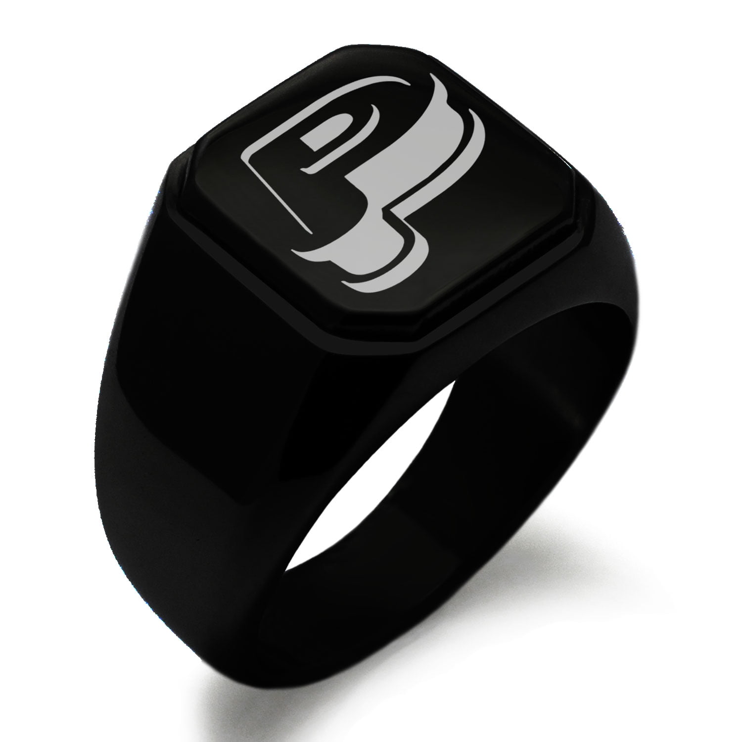 Stainless Steel Letter P Initial 3D Monogram Engraved Engraved Square ...