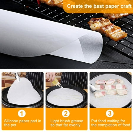 Domqga Non-stick Round Barbecue Grill Paper, 100Pcs Non-stick Round BBQ ...