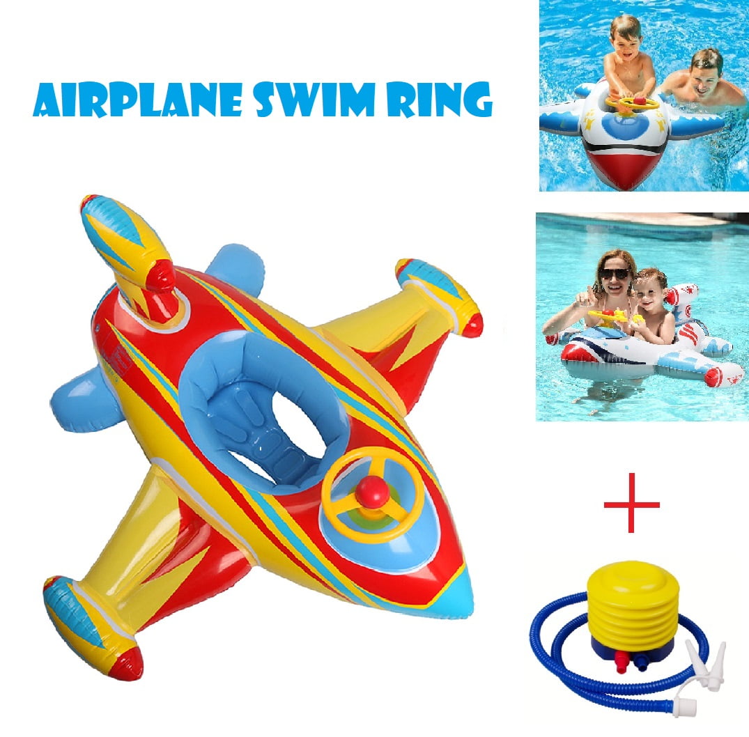 Airplane Swim Float for Pool, Kids Inflatable Pool Float with Safety ...