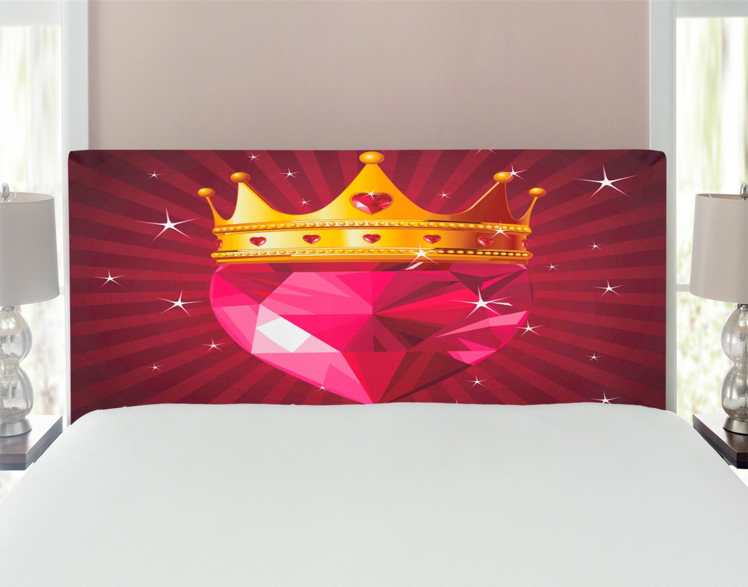 Diamond Headboard, Crystal Love Heart Diamond Wearing Crown Cartoon ...
