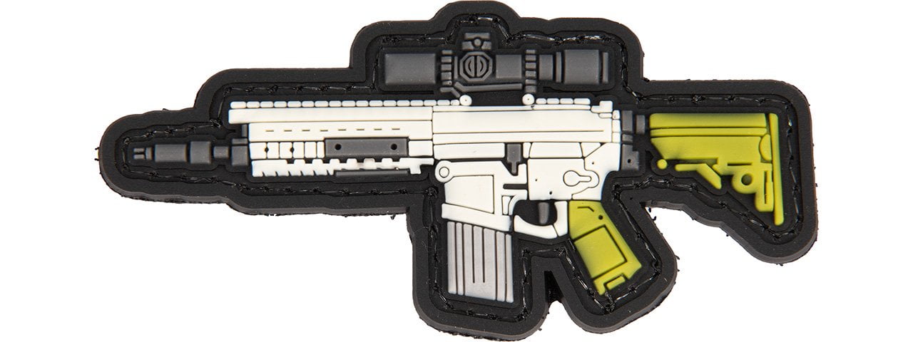 Lancer Tactical 3D SR25 PVC Patch ( White / Yellow / Grey ) - Walmart.com