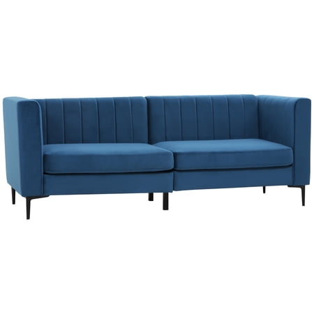 HOMCOM Modern 3-Seater Sofa, 78" Channel Tufted Sofa Couch with Velvet ...