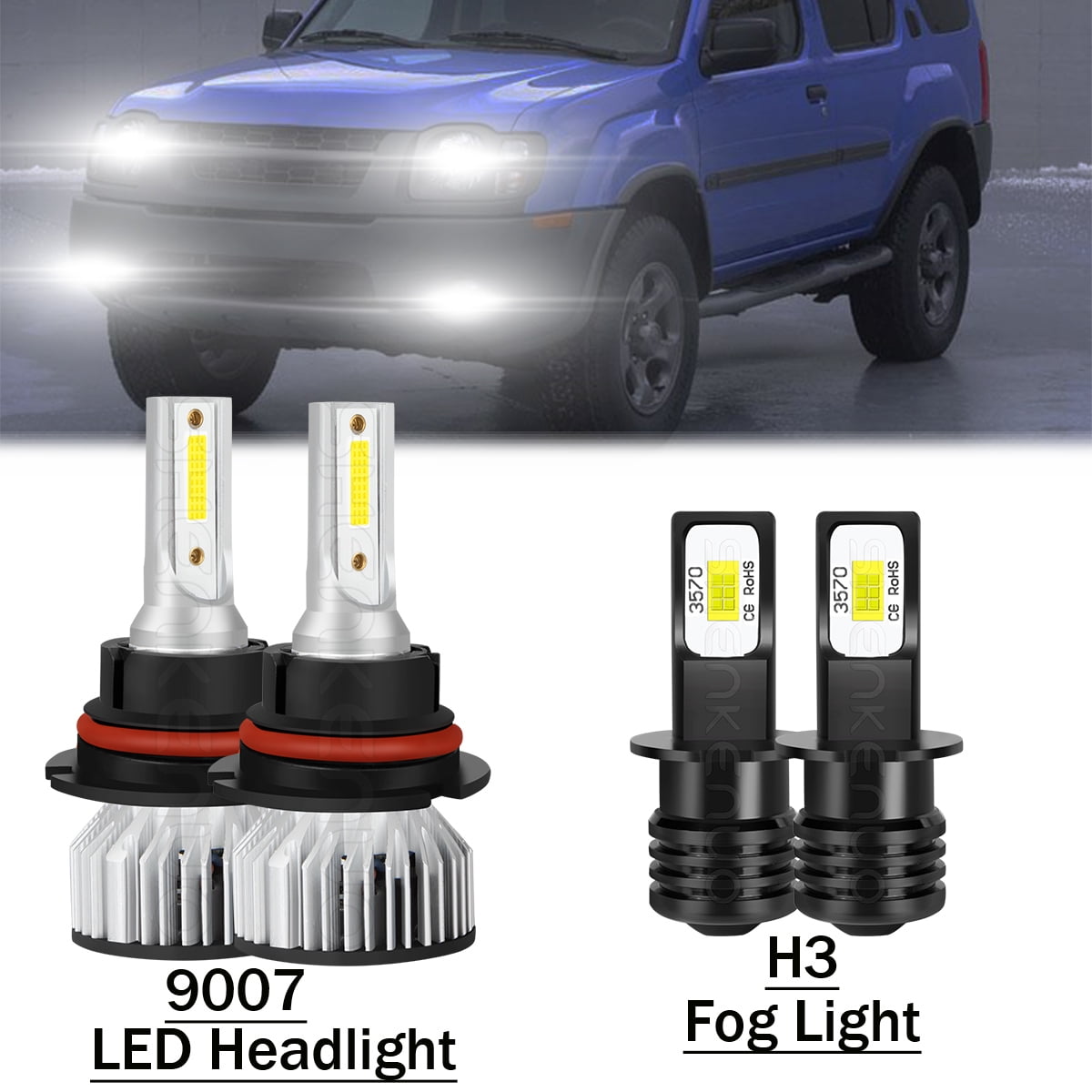 For Nissan Frontier 2001 2002 6000K LED Headlights + Fog Lights Bulbs ...