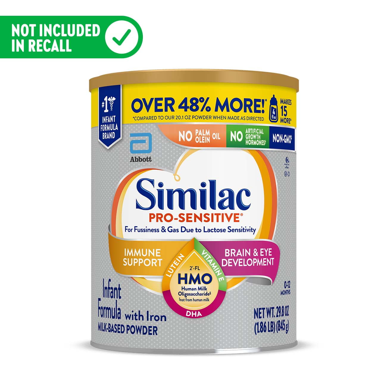 Similac Pro-Sensitive Non-GMO Powder Baby Formula, 29.8 oz Canister ...