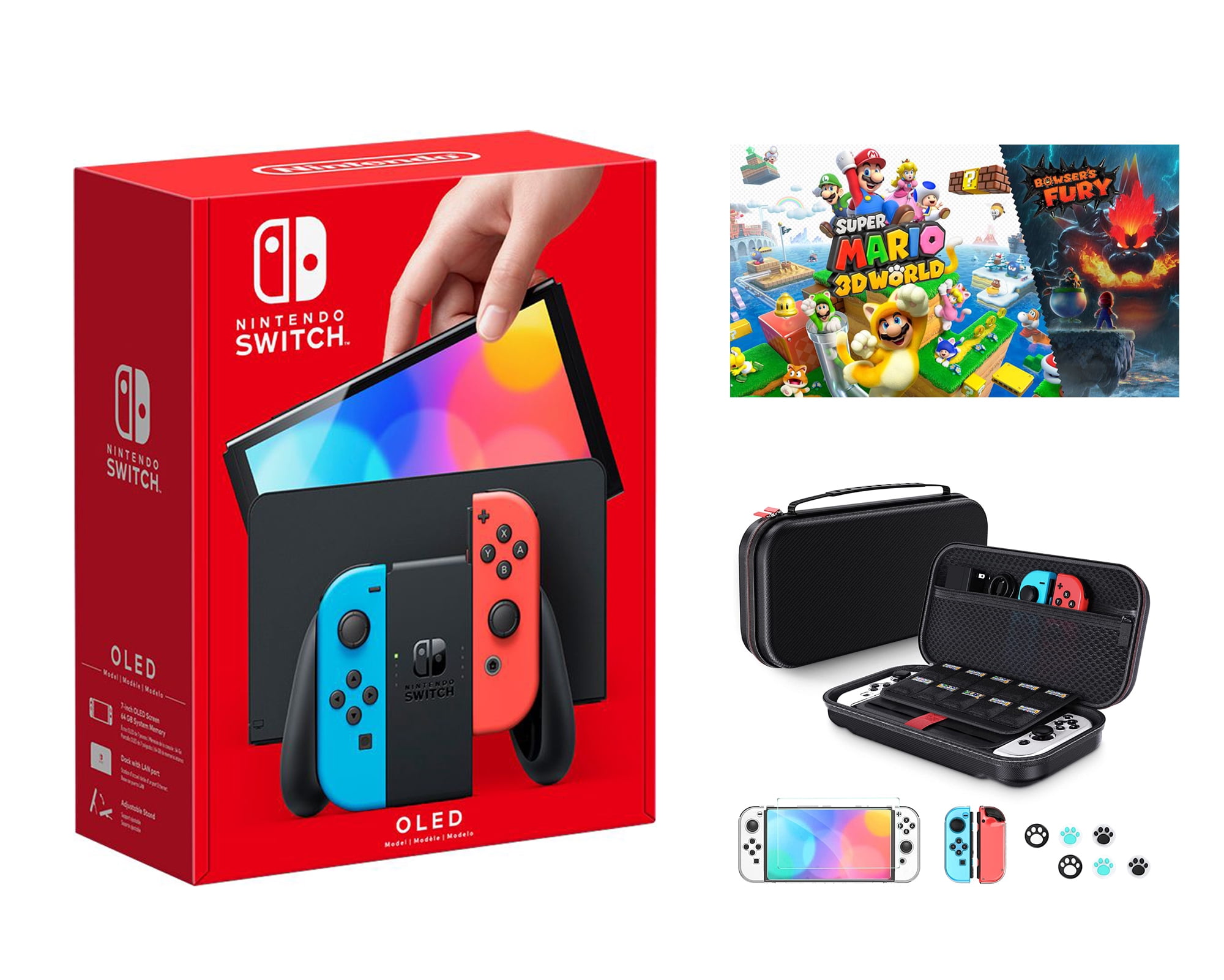 2023 Newest Nintendo Switch OLED Model Neon Red & Blue Joy-Cons Console ...