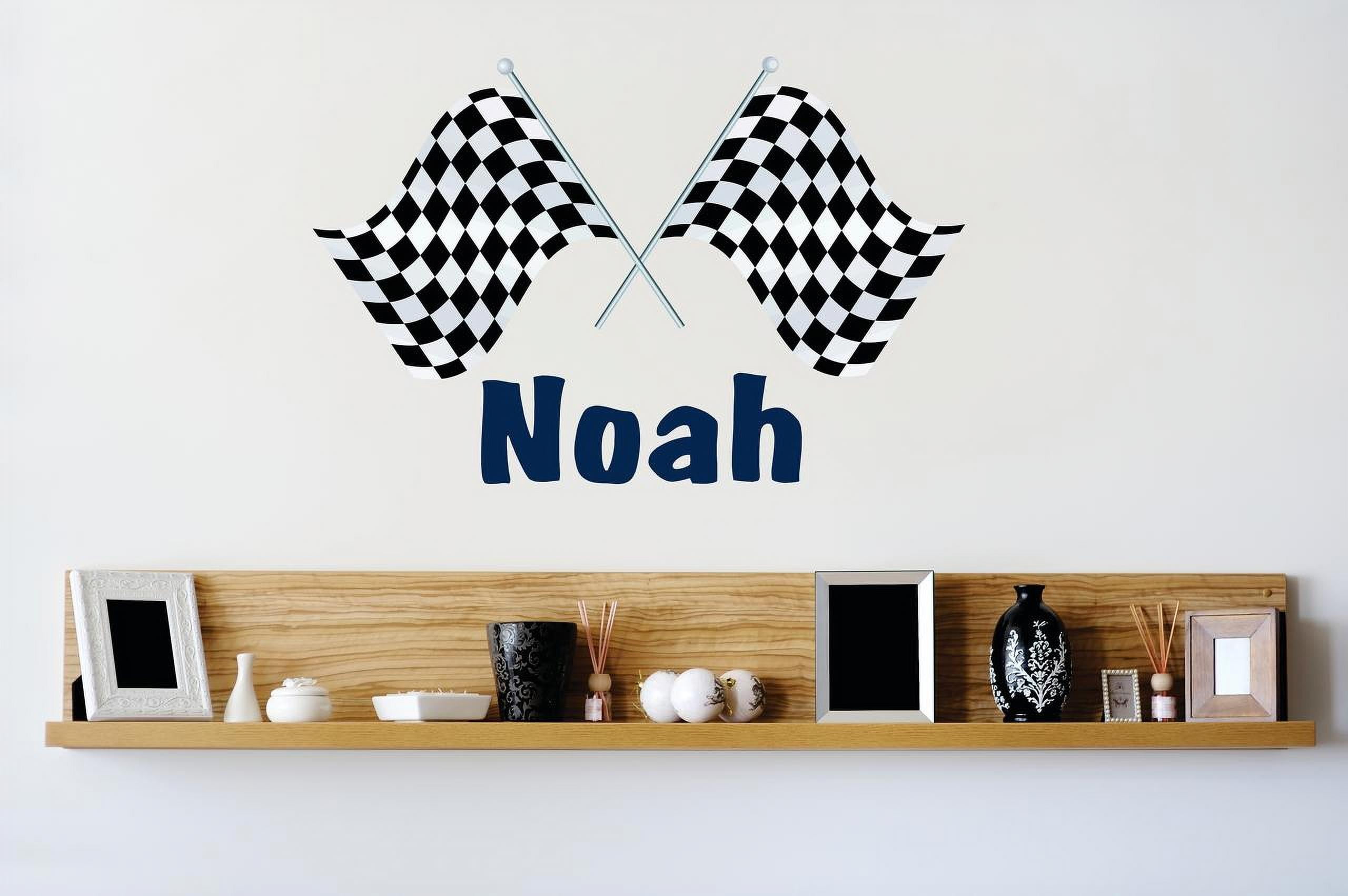 Personalized Name Vinyl Decal Sticker Custom Initial Wall Art Checkered ...