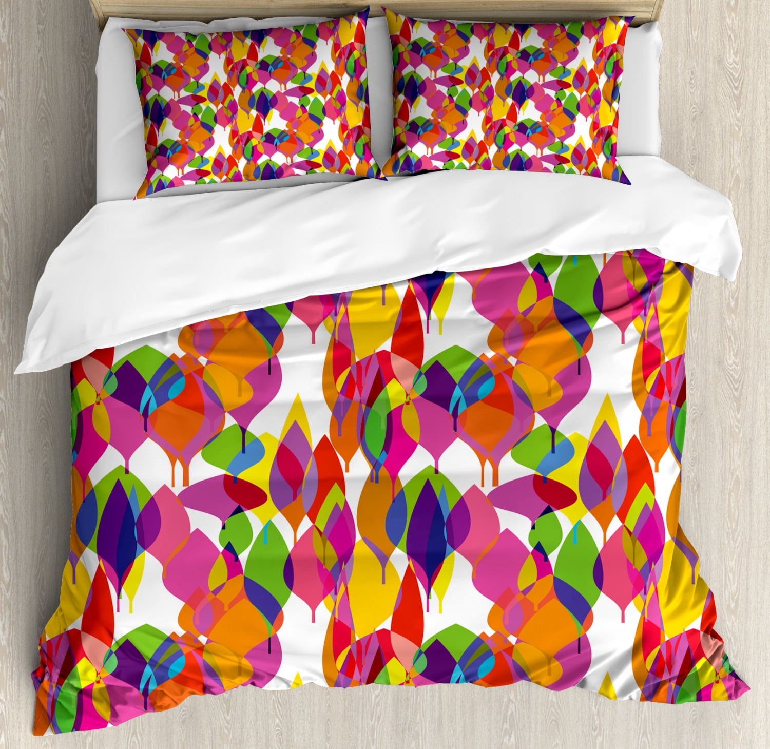 Colorful Duvet Cover Set King Size, Nature Inspired Botanical Motif ...