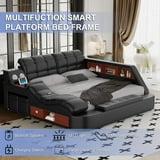 Multifunctional Queen Bed Frame, Upholstered Platform with Storage ...