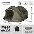 QOMOTOP Waterproof 4-Person Instant Tent, Large for Adults, Pop Up, Green - Walmart.com