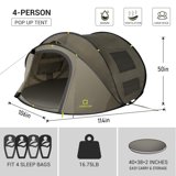 QOMOTOP Waterproof 4-Person Instant Tent, Large for Adults, Pop Up, Green - Walmart.com