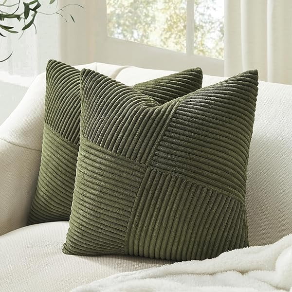 Click here for 0829 Set Of 2 Olive Green Decorative Throw Pillow... prices
