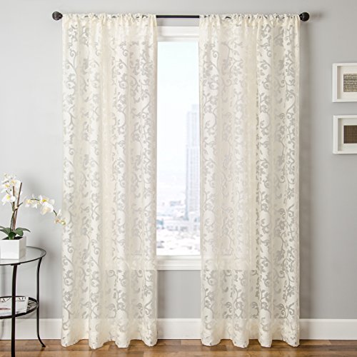 Softline Home Fashions PWZSCcrm120RP Geneseo Scroll Rod Pocket Single ...