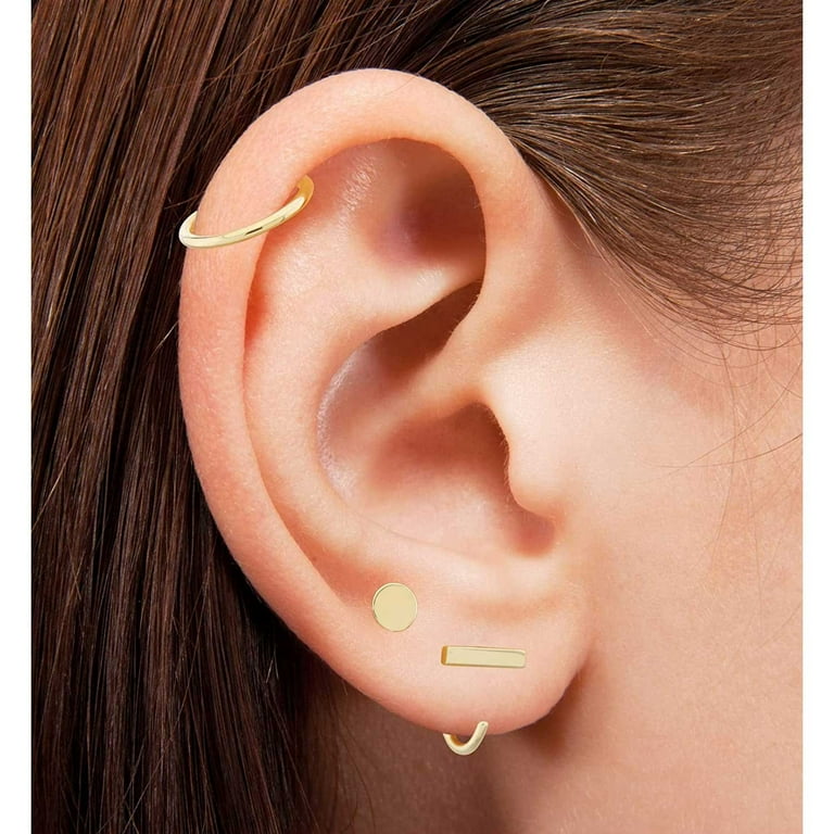 Stud Earrings Hoop Earrings That Hug The Earlobe Solid 14k Yellow Gold ...