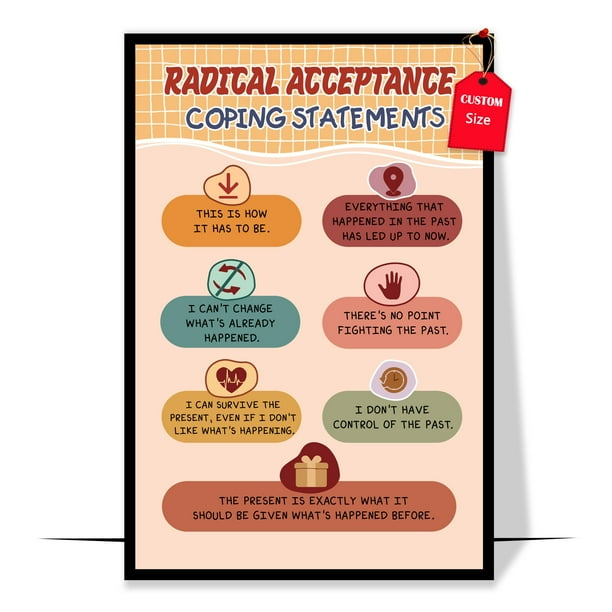 LOLUIS Coping Statement Radical Acceptance Poster, Mental Health Poster ...