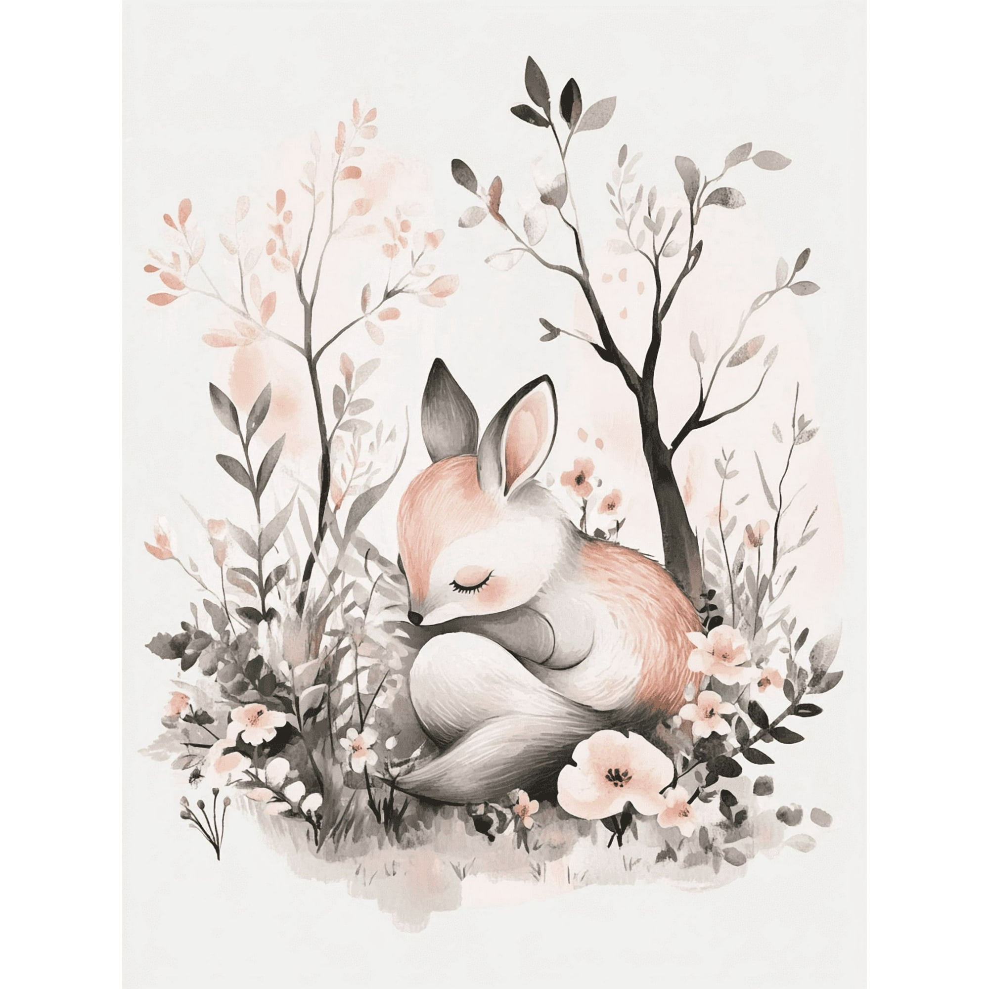 Click here for Qisvanset Cute Sleeping Fox Floral Wall Art/Canvas... prices