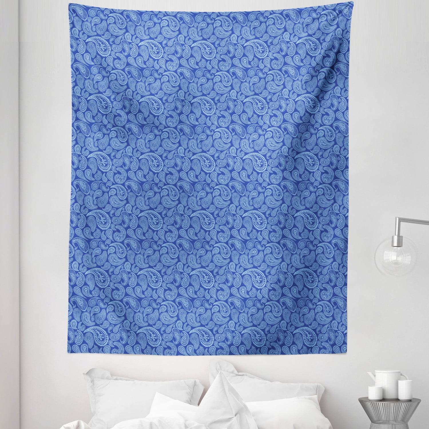 Blue Paisley Tapestry, Continuous Drop Shaped Elements Ethnic Motifs ...