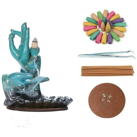 Bergamot Lotus Backflow Incense Burner Porcelain Blue Incense Holder ...