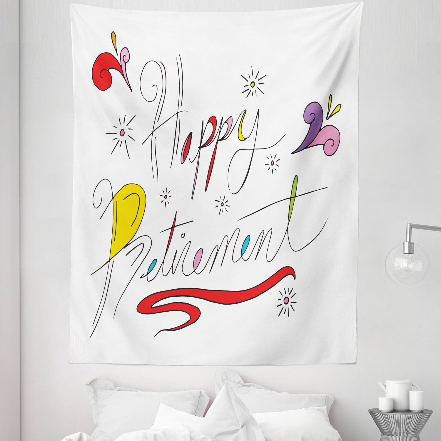 Retirement Tapestry, Colorful Hand-Drawn Doodle Happy Retirement ...