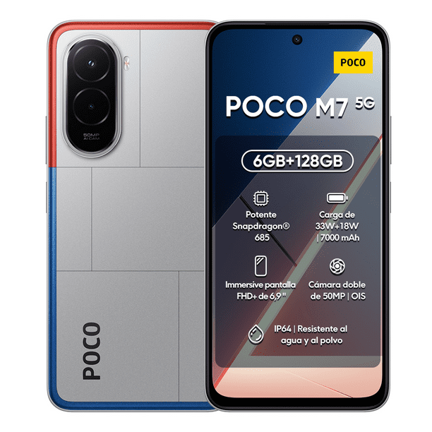 Celular POCO M7 6 GB Ram 128 GB Rom Dual Sim Plata | Walmart en línea