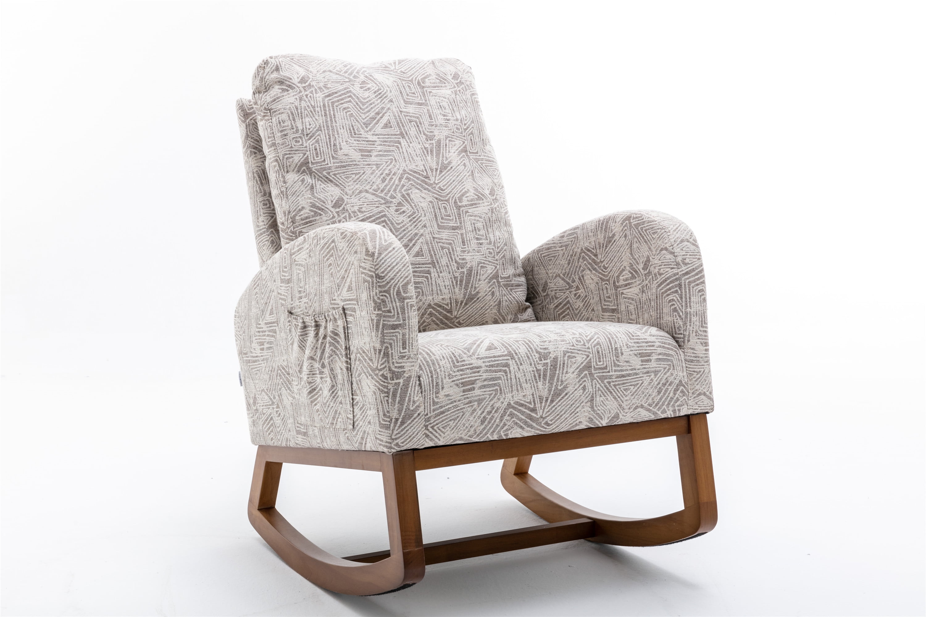 Rocking Chair with High Backrest and Armrests, Upholstered Nursery ...