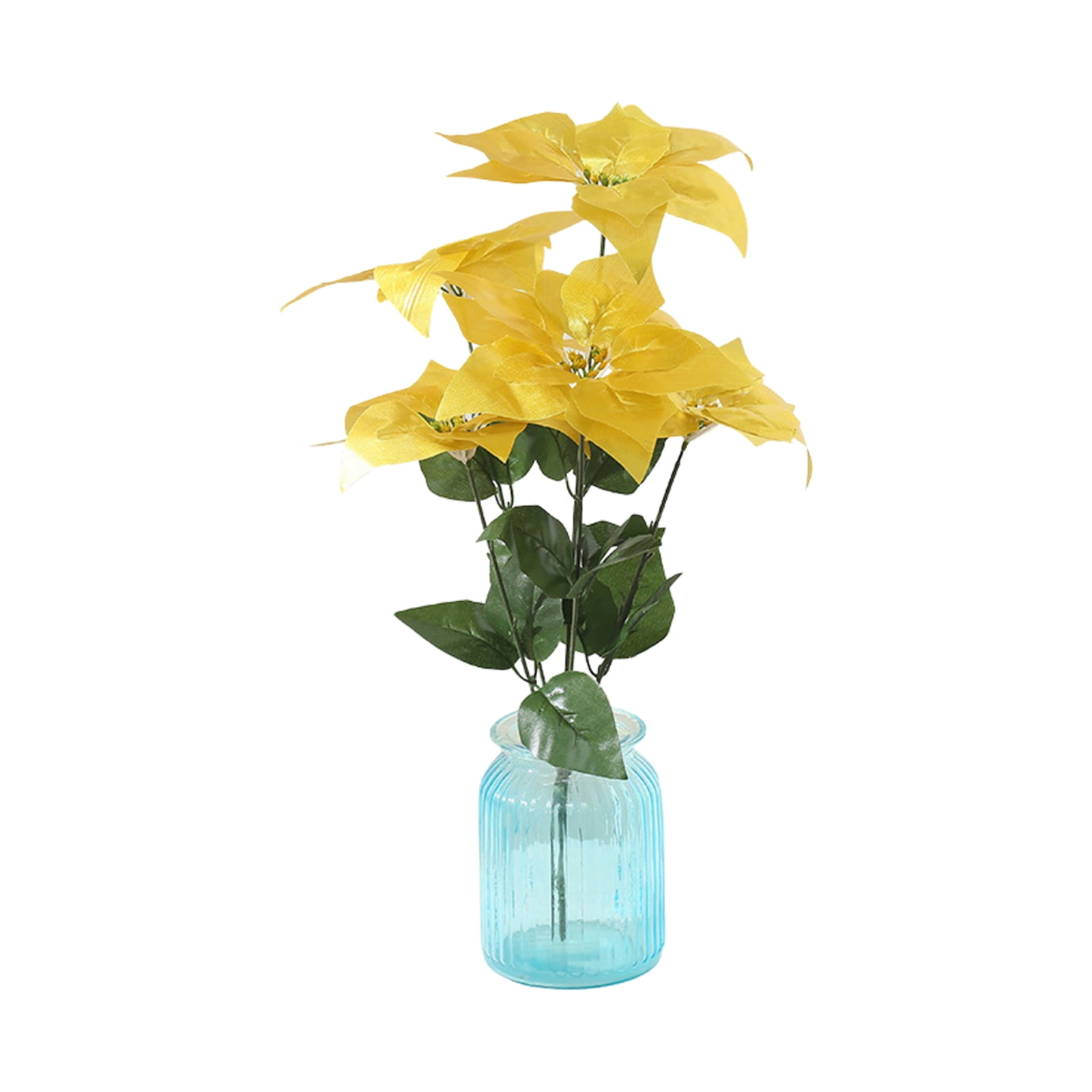 Artificial Poinsettia Flower Office Bedroom Living Room Christmas Fake ...