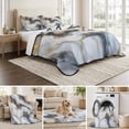 78x90in Quilt Bedding Set, Abstract Natural Marble Texture Lightweight ...