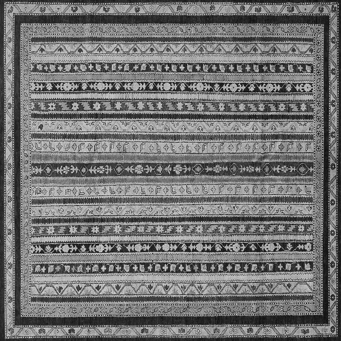 Ahgly Company Indoor Square Abstract Gray Modern Area Rugs, 4' Square ...