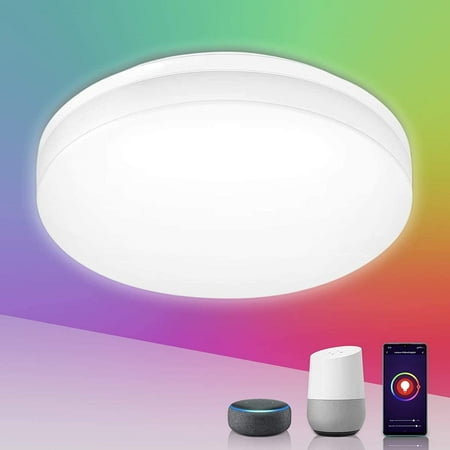 Smart LED Ceiling Light Dimmable, RGB Colour Changing Ceiling Light ...