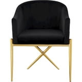 Meridian Furniture Xavier Velvet Dining Chair, Black, Gold Steel Legs, 19.5" Seat Height ...