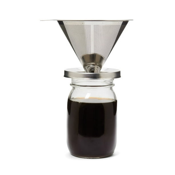 Jarware Stainless Steel Coffee Drip Lid for Regular and Wide-Mouth Jars ...