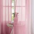 "Junvictex Pink Ombre Crushed Chiffon Sheer Window Curtains, Rod Pocket ...