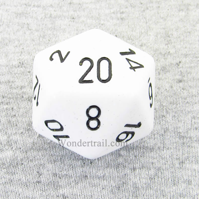 White Opaque Die with Black Numbers D20 34mm (1.34in) Pack of 1 Chessex ...