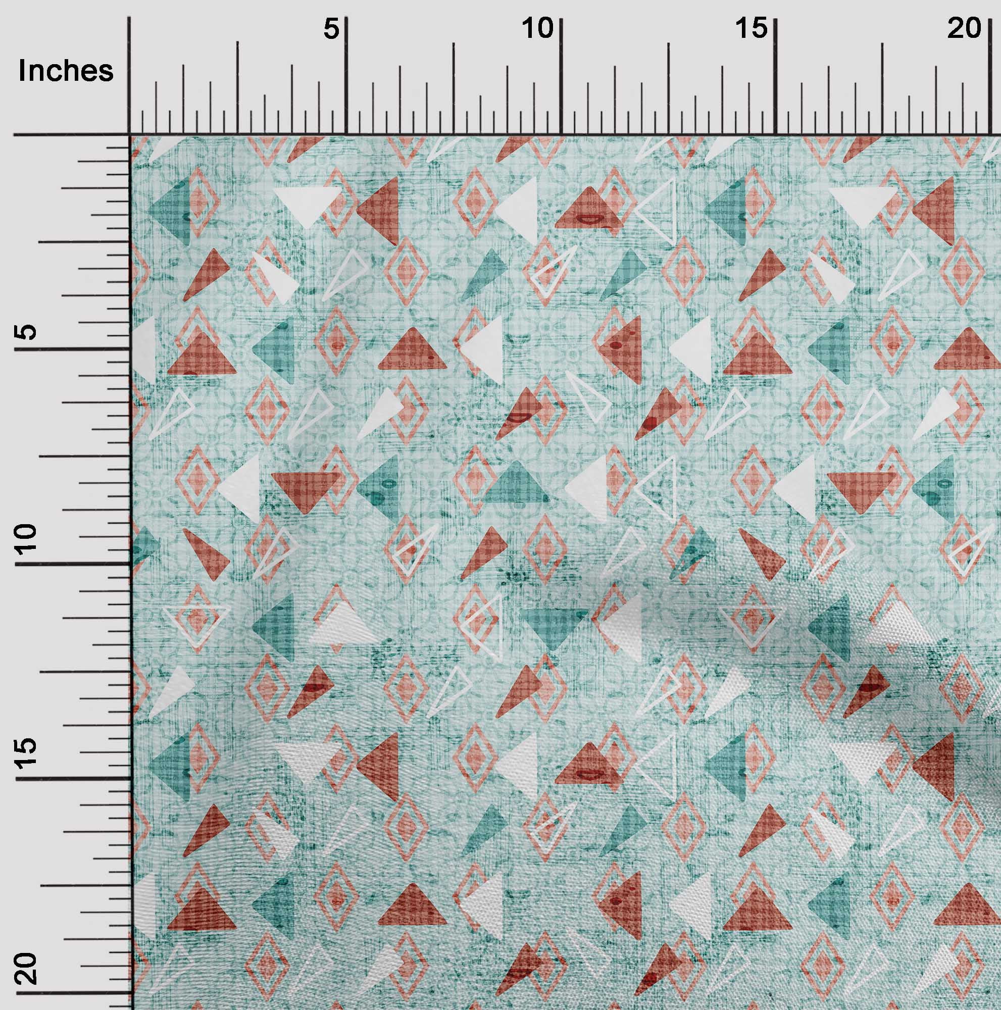 oneOone Cotton Flex Sky Blue Fabric Texture & Triangle Geometric Sewing ...