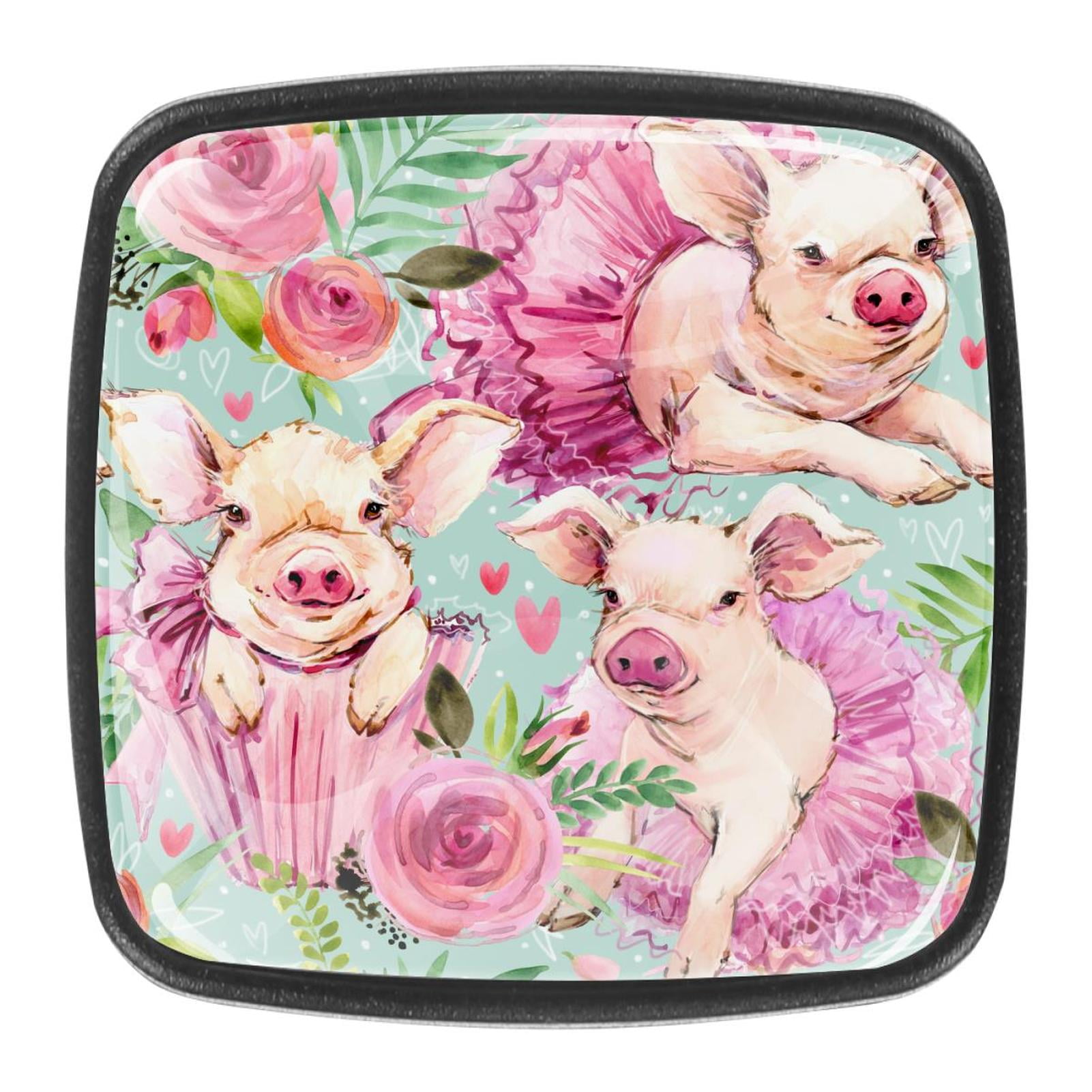 4 Pcs Square Cabinet Handle Cupboard Knob Drawer Pulls Handle Pig ...