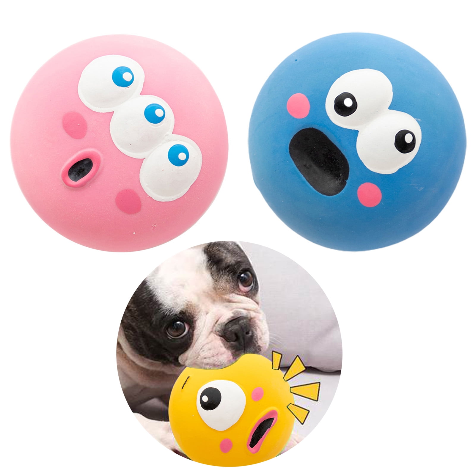 Walbest Dog Squeaky Toy, Cartoon Big Eye Ball Stress Relief Interactive ...